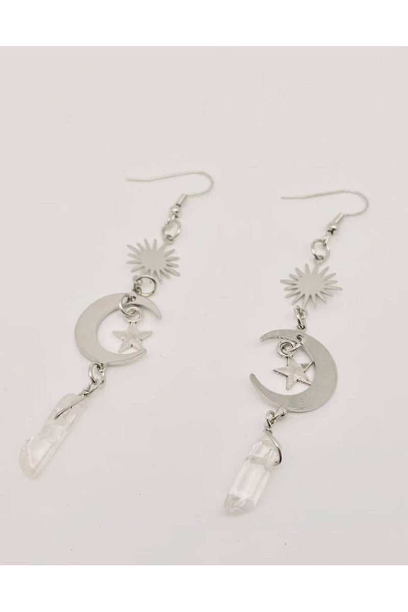 "Silver Stars Crystal Dangle " Lunar Celestial Themed Dangle Tassel ...